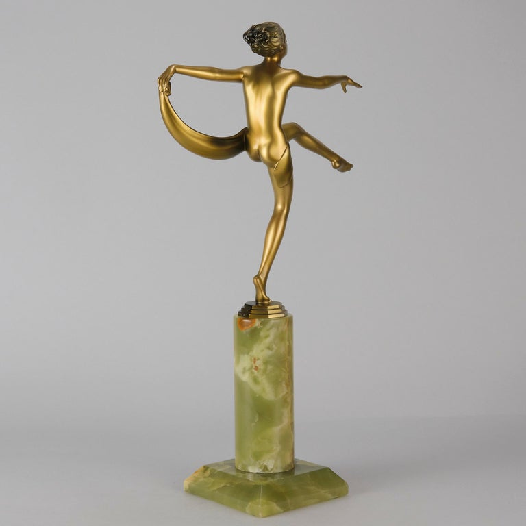 Art Deco Cold-Painted Bronze Sculpture Entitled "Scarf Dancer" by Josef ...