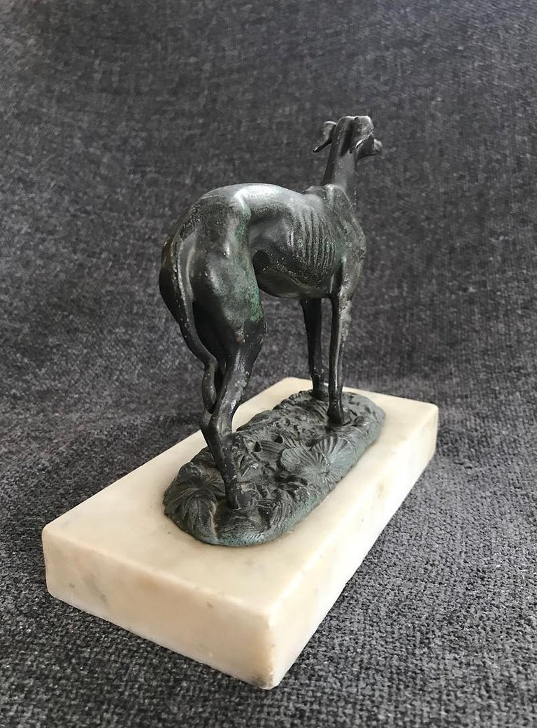 Art Deco Cold Painted Spelter Figure of a Greyhound For Sale at 1stDibs