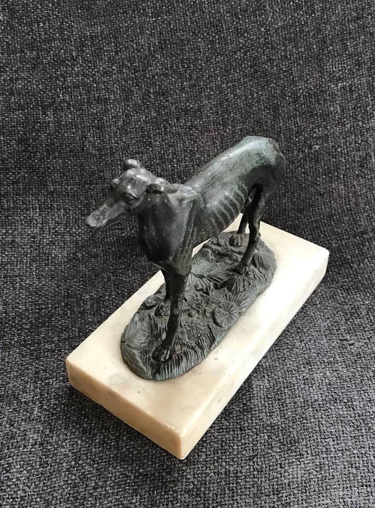 Art Deco Cold Painted Spelter Figure of a Greyhound For Sale at 1stDibs