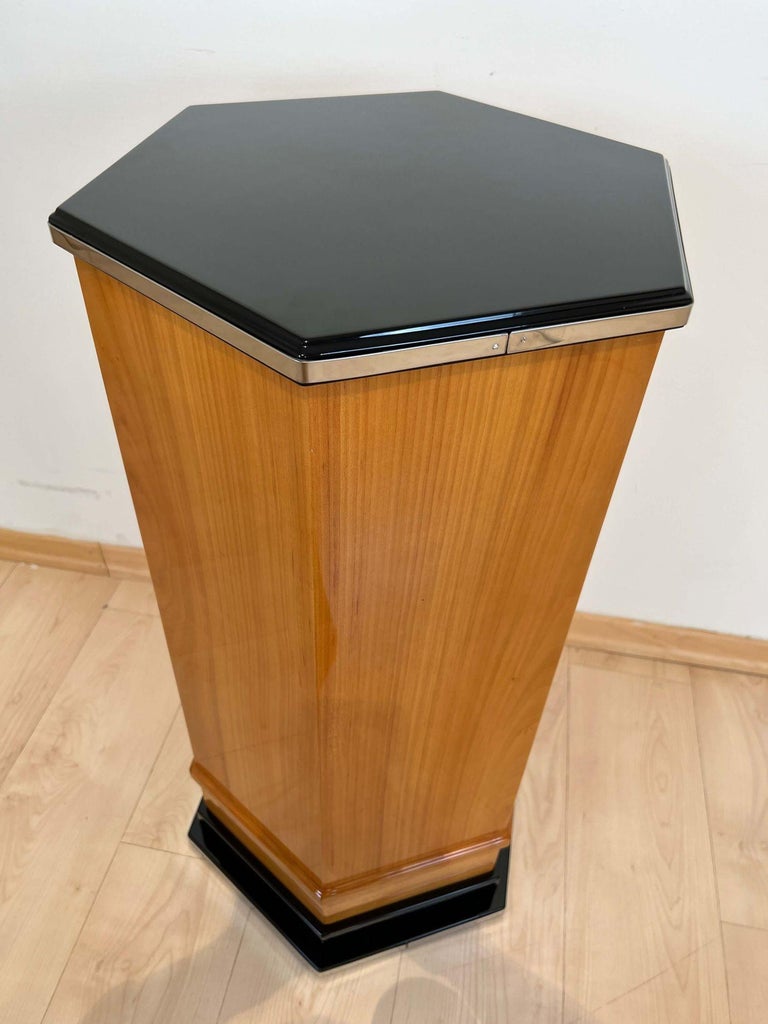 Art Deco Column, Cherry Wood, Lacquer and Metal Trims, France, circa ...