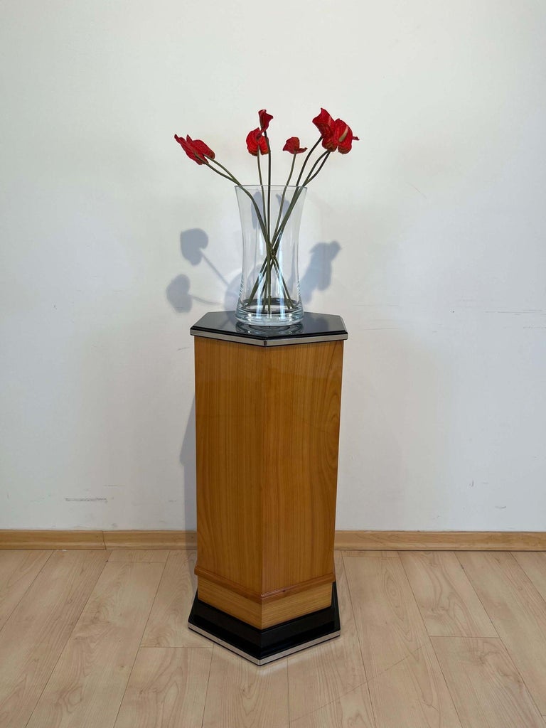 Art Deco Column, Cherry Wood, Lacquer and Metal Trims, France, circa ...
