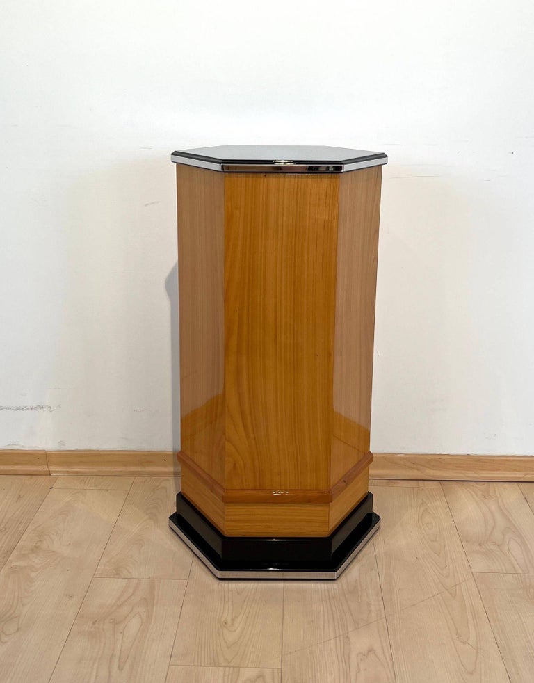 Art Deco Column, Cherry Wood, Lacquer and Metal Trims, France, circa ...