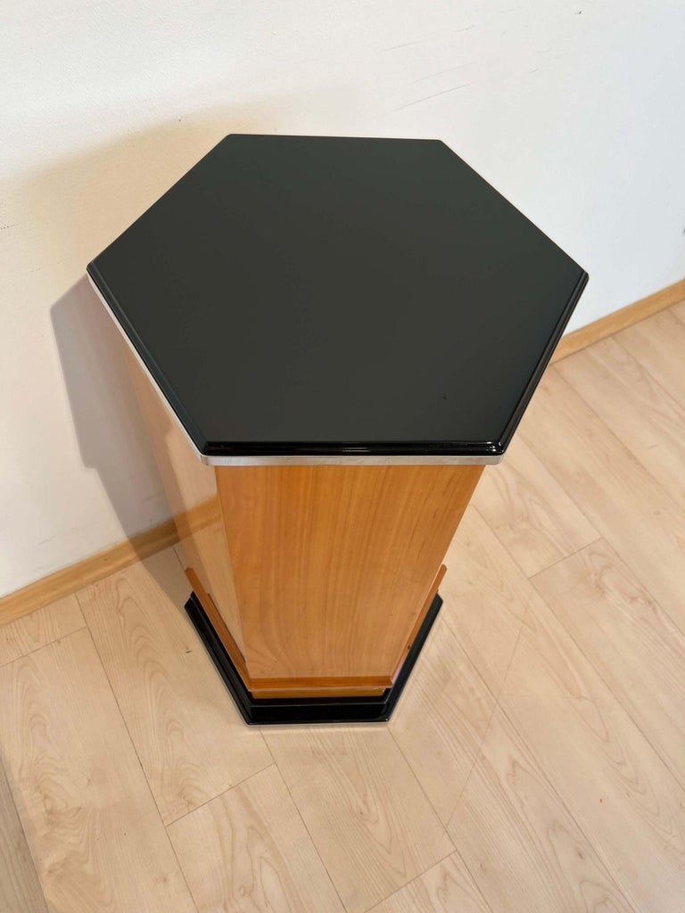 Art Deco Column, Cherry Wood, Lacquer and Metal Trims, France, circa ...