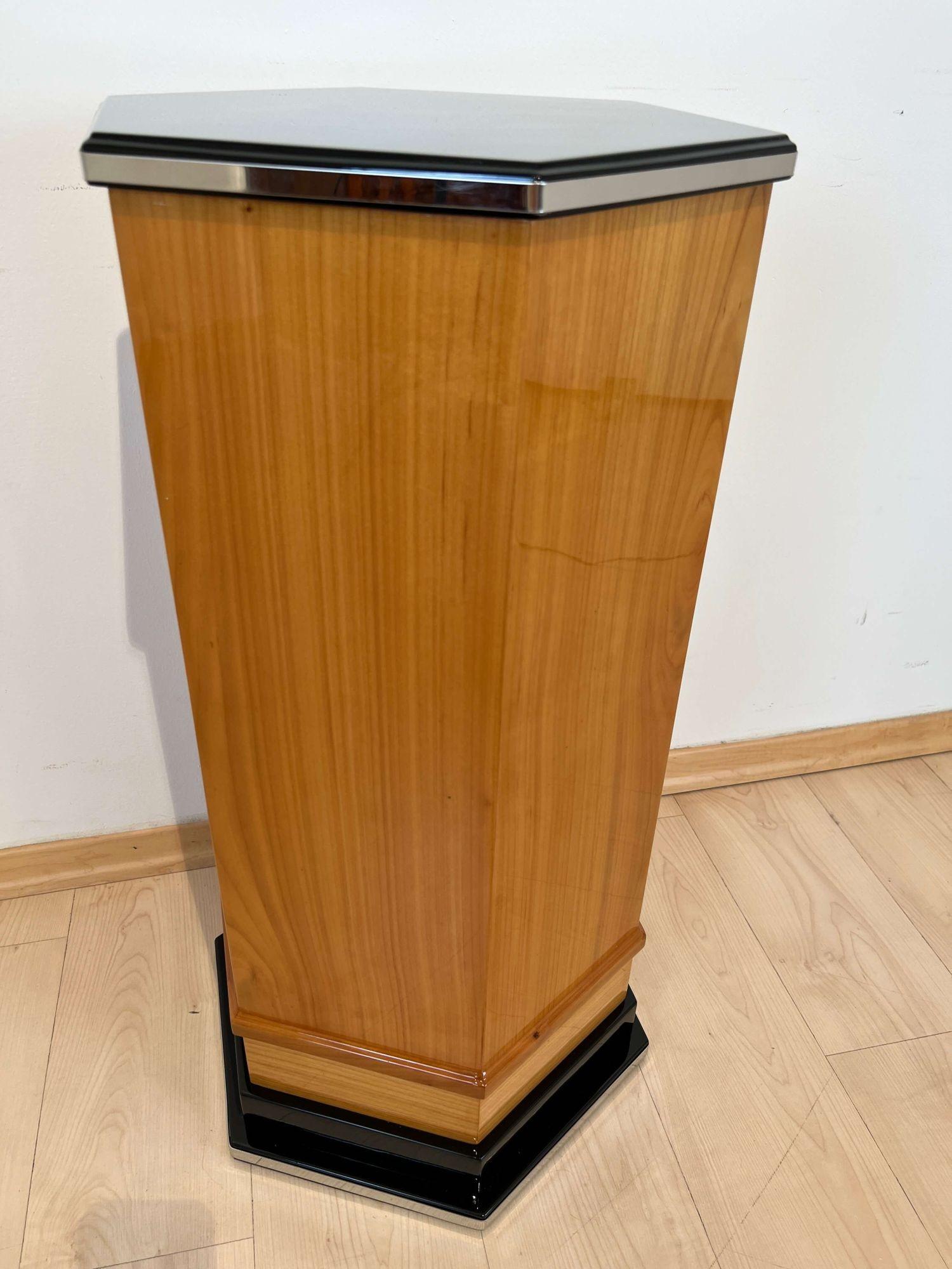 Art Deco Column, Cherry Wood, Lacquer and Metal Trims, France, circa ...