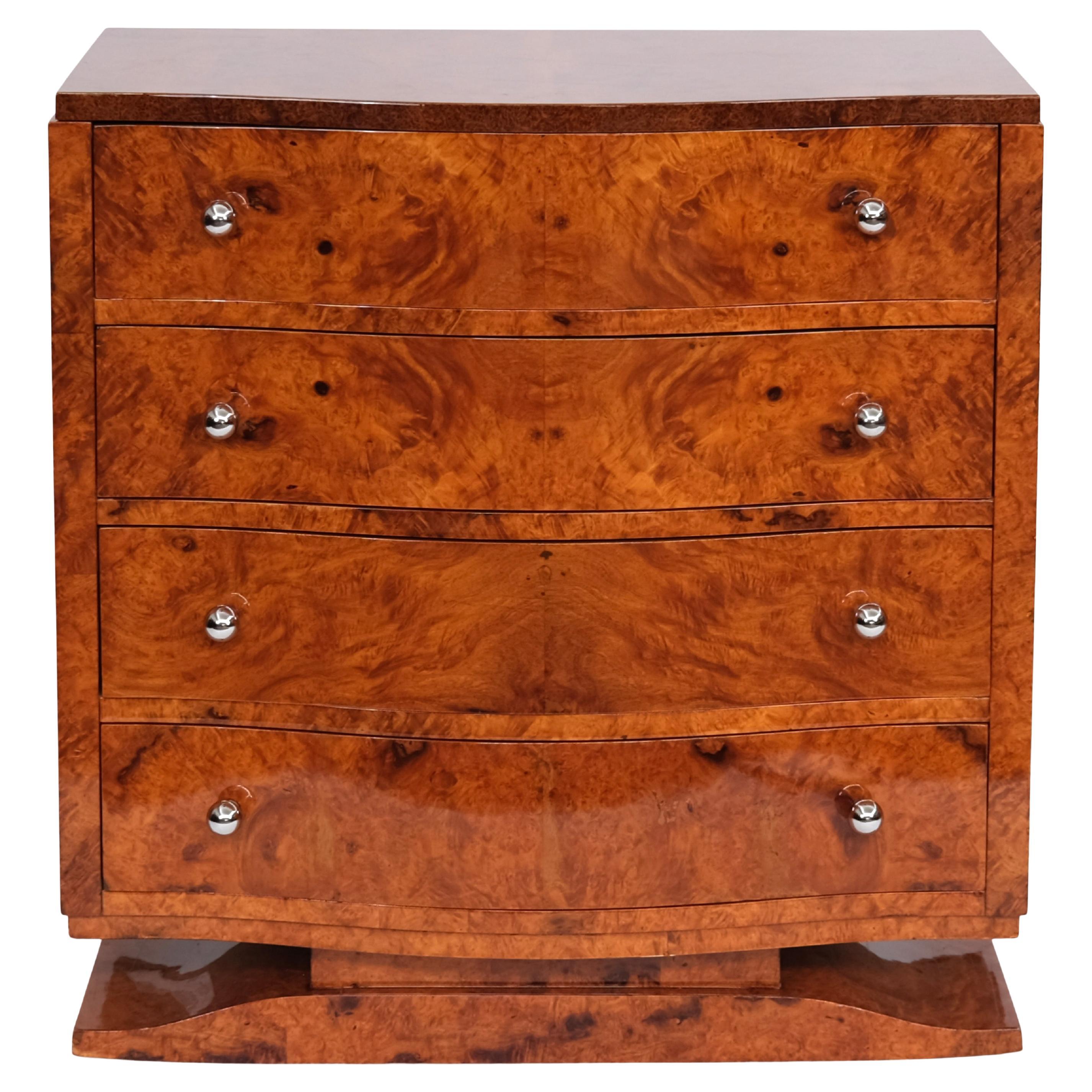 Art Deco Commode Chest of Drawers in Amboina with Moustache Base For ...