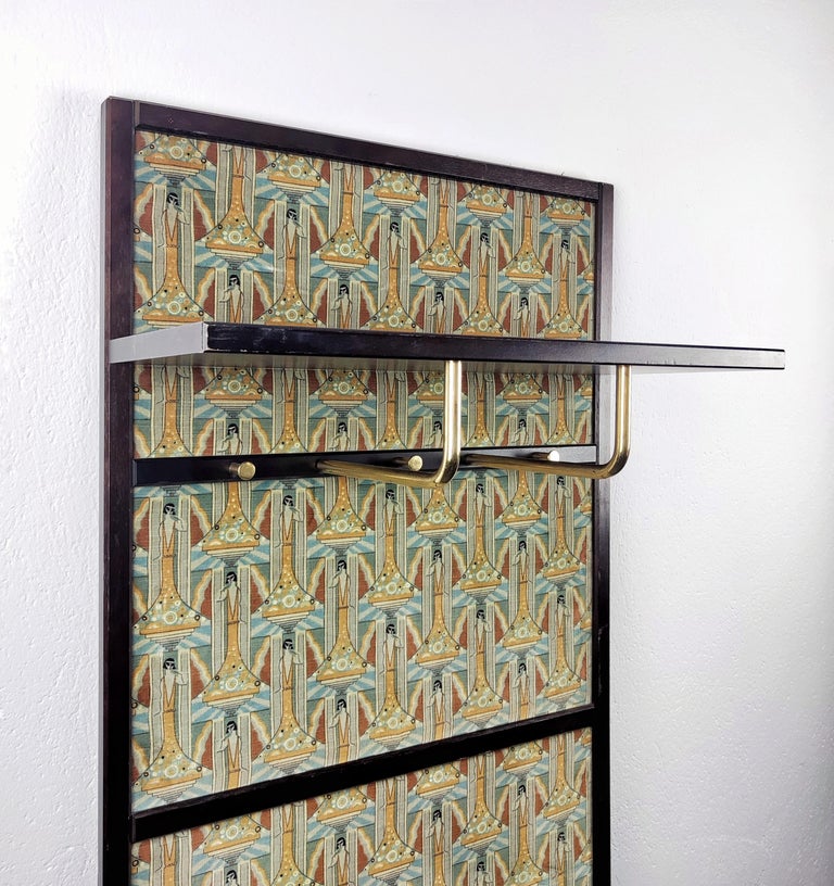 Art Deco Compact Foyer Coat Rack with Klimt-Esque Fabric, Austria ...