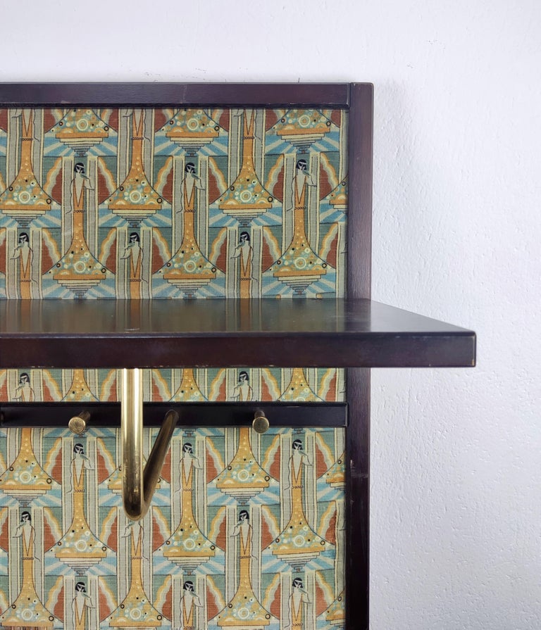 Art Deco Compact Foyer Coat Rack with Klimt-Esque Fabric, Austria ...
