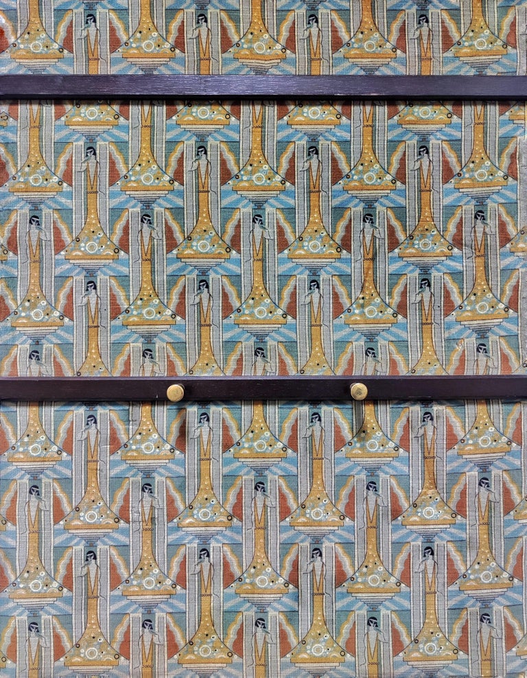 Art Deco Compact Foyer Coat Rack with Klimt-Esque Fabric, Austria ...
