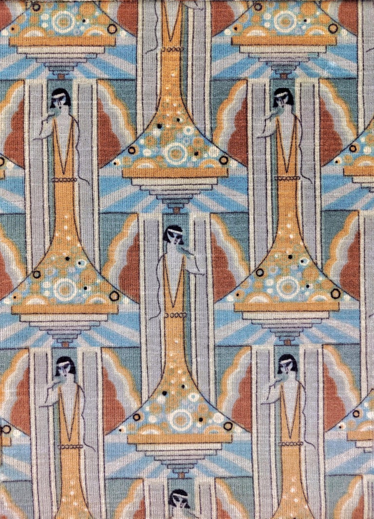 Art Deco Compact Foyer Coat Rack with Klimt-Esque Fabric, Austria ...