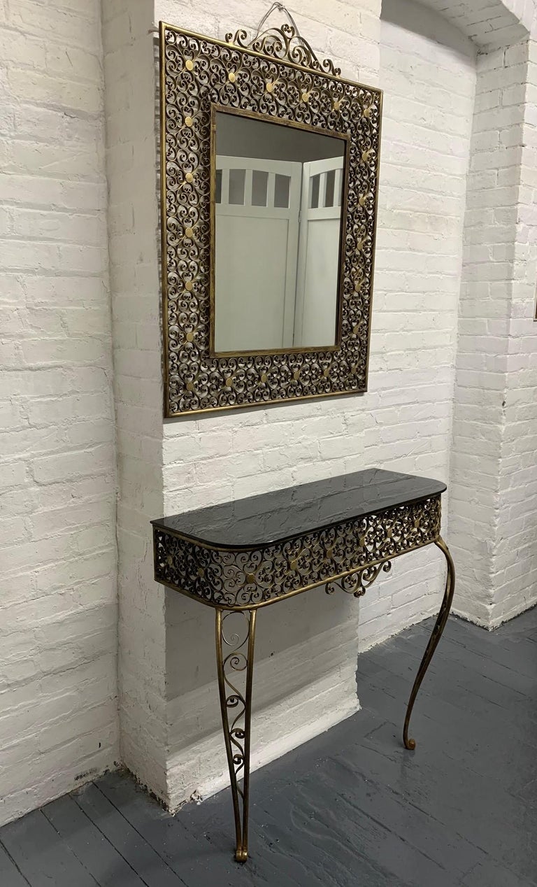 Art Deco Console Table with Matching Mirror Attributed to Oscar Bach ...