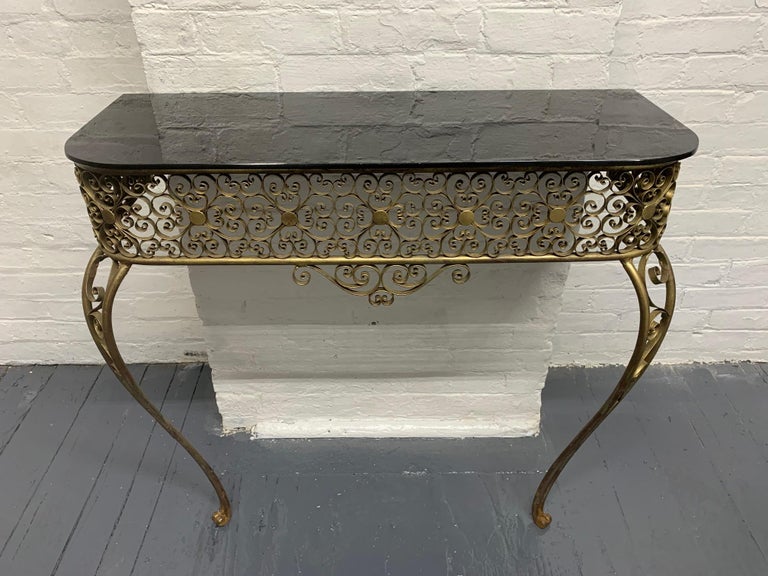 Art Deco Console Table with Matching Mirror Attributed to Oscar Bach ...