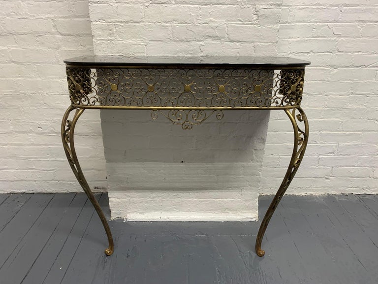 Art Deco Console Table with Matching Mirror Attributed to Oscar Bach ...