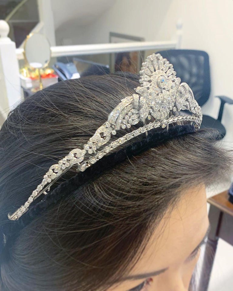 Art Deco Convertible Diamond Tiara in Platinum, Cased by Garrard at ...