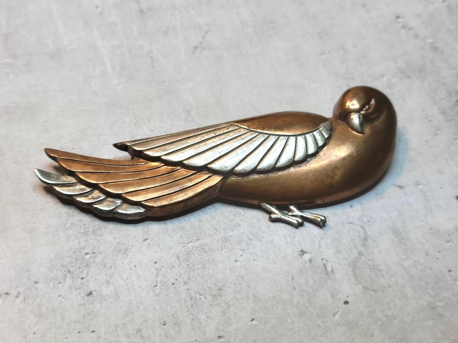 Art Deco Copper and Silver Dove Bird Brooch Pin For Sale at 1stDibs ...