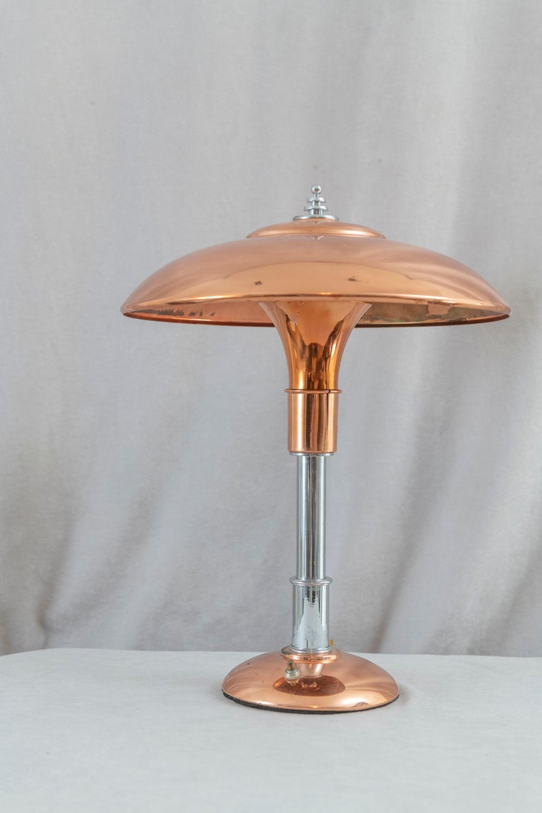 Art Deco Copper and Chrome "Guardsman" Table Lamp by Faries For Sale at ...