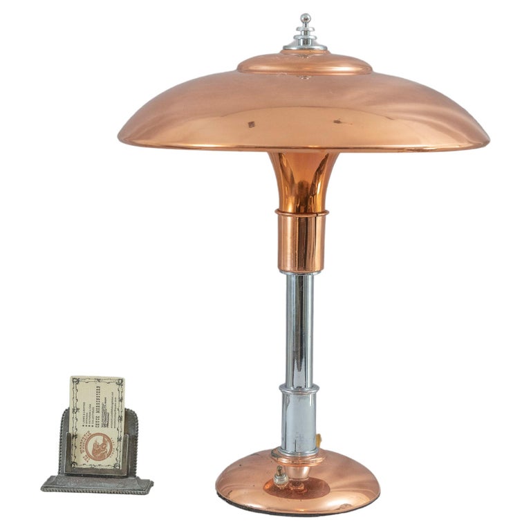 Art Deco Copper and Chrome "Guardsman" Table Lamp by Faries For Sale at ...