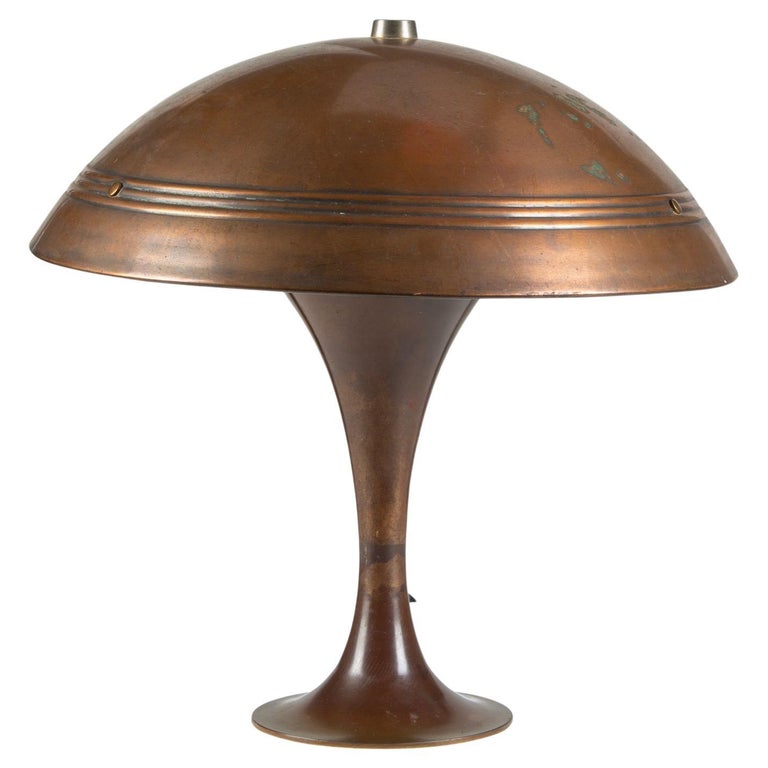 Art Deco Copper Dome Shade Table Lamp For Sale at 1stDibs