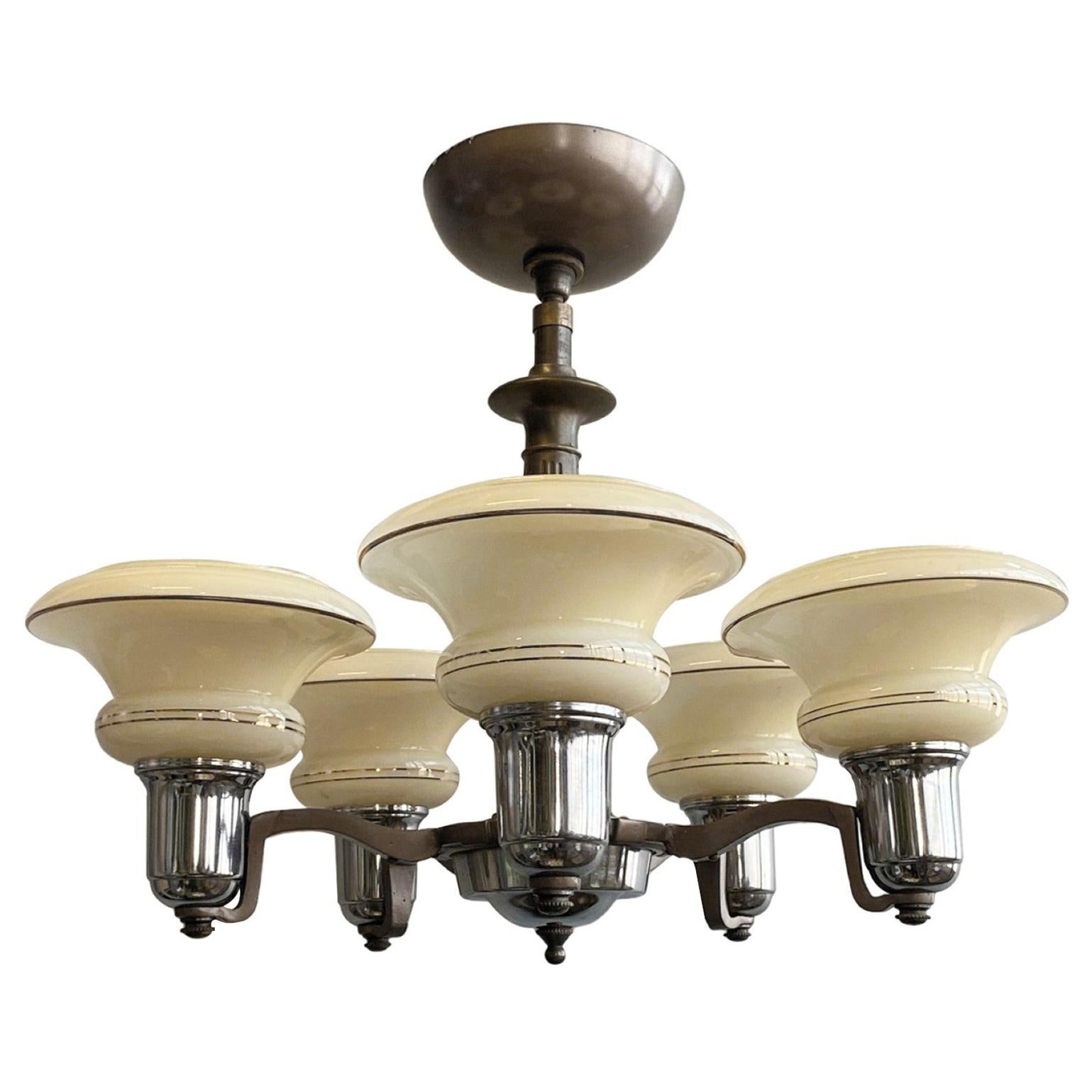 Williamson Art Deco Slipper Shade Chandelier, circa 1928 at 1stDibs ...