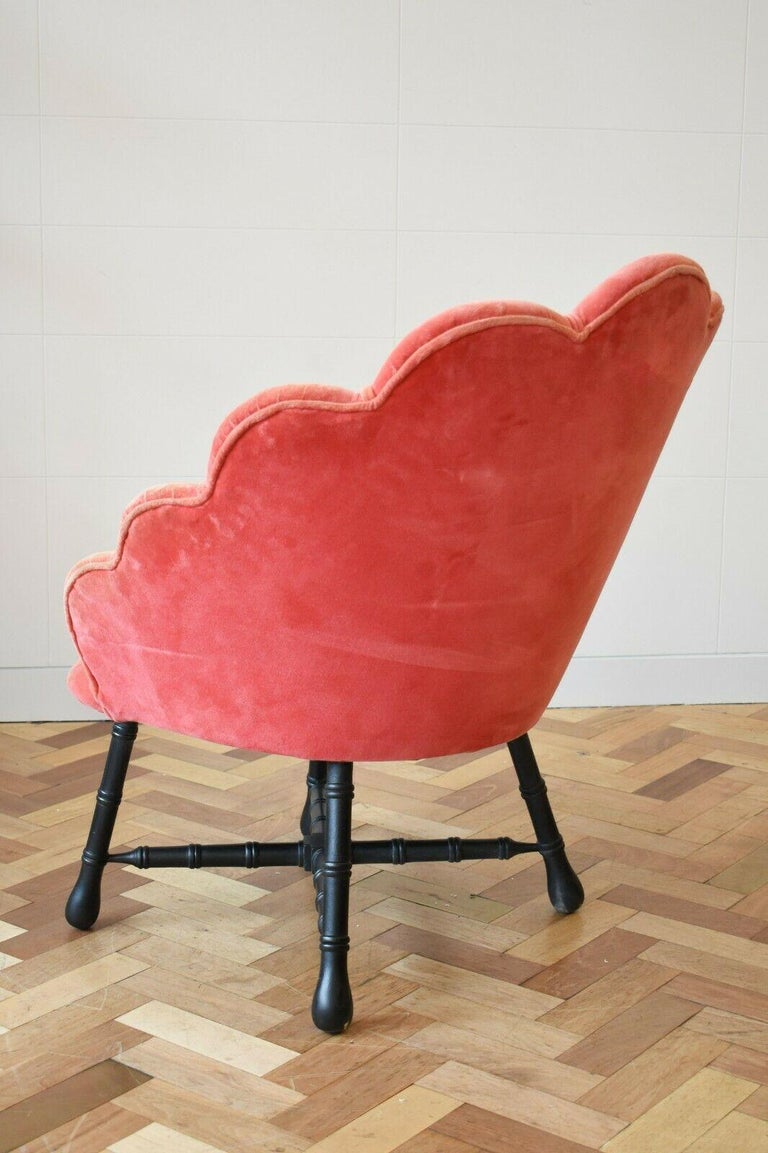 Art Deco Cotton Velvet Shell Armchair at 1stDibs