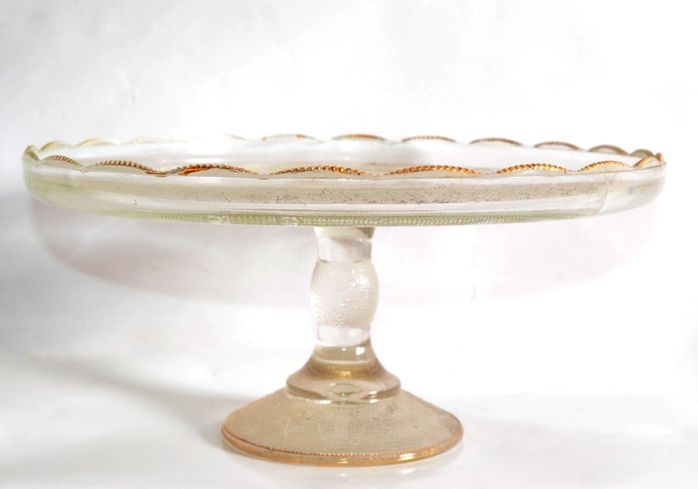 Art Deco Crystal Gold Ruffled Edge Pedestal Cake Stand Musical ...