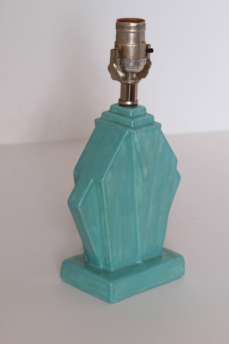 Art Deco Cubist Reuben Haley Muncie Skyscraper Rombic Ceramic Lamp ...