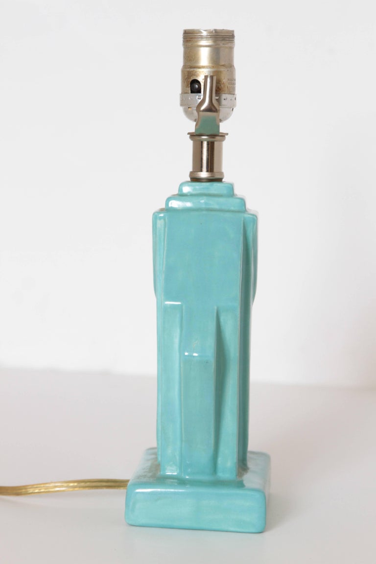 Art Deco Cubist Reuben Haley Muncie Skyscraper Rombic Ceramic Lamp ...