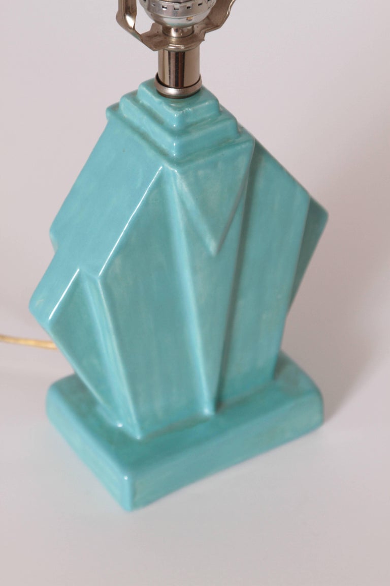 Art Deco Cubist Reuben Haley Muncie Skyscraper Rombic Ceramic Lamp ...