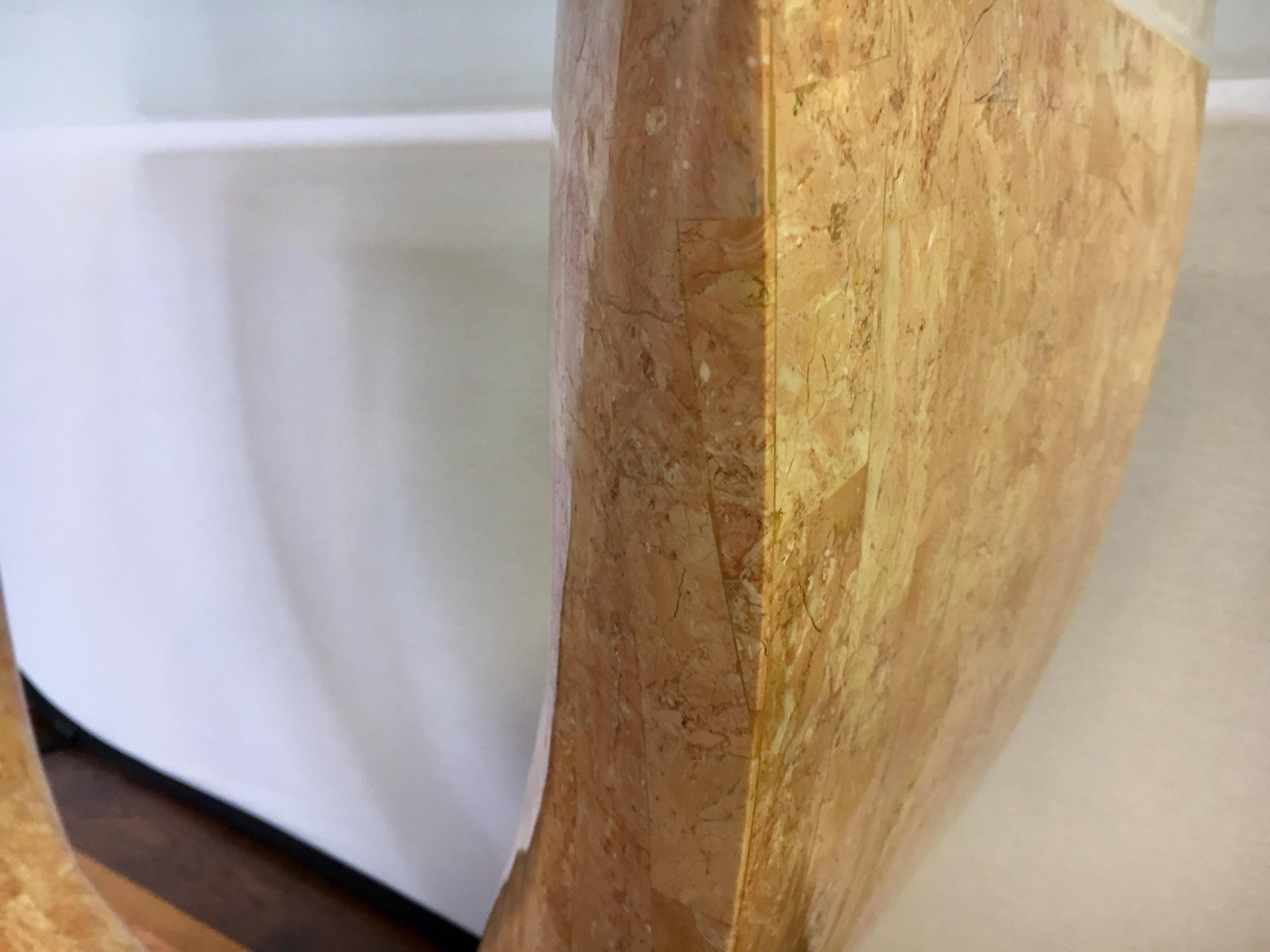 Art Deco Curved Marble Console Table Bar with Glass Top at 1stDibs ...