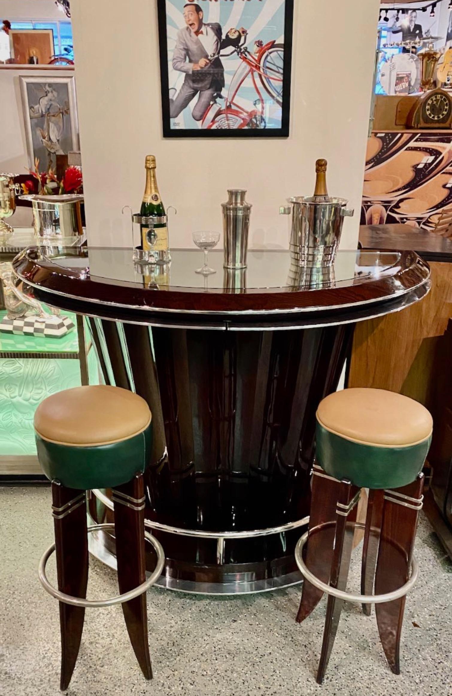 Art Deco Custom Fluted Front Stand Behind Bar with Chrome For Sale at ...