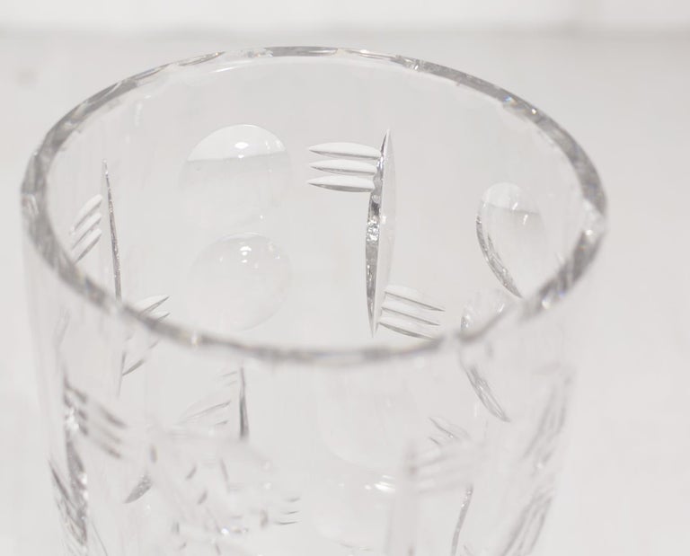 Art Deco Cut Crystal Vase with Abstract Design, Webb Corbett For Sale ...