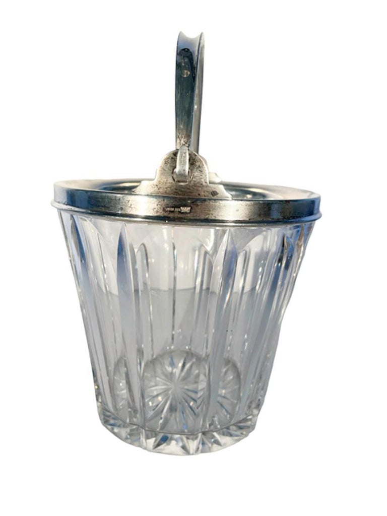 Art Deco Cut Glass and Sterling Silver Ice Bucket with Silver Plate ...