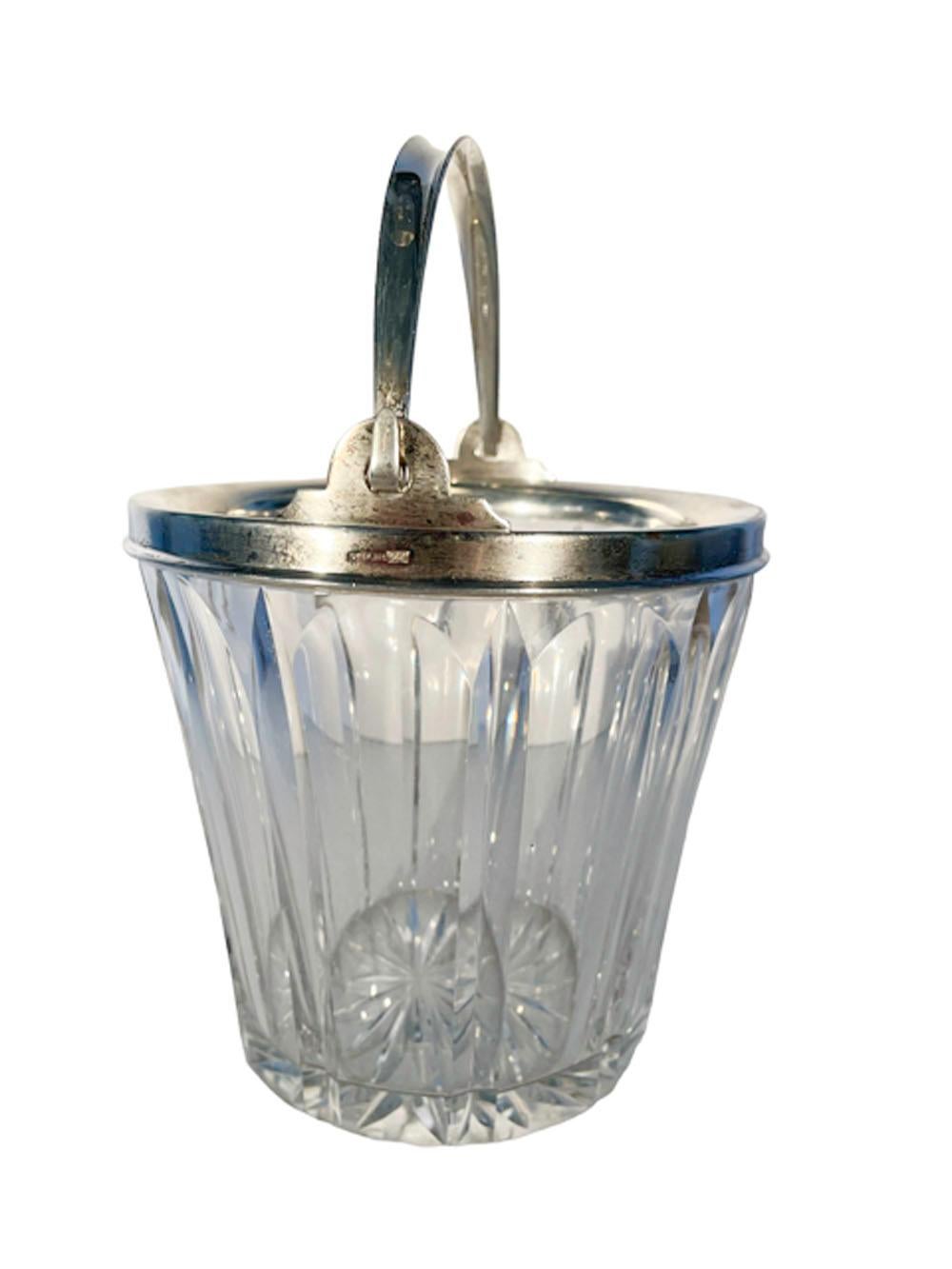 Art Deco Cut Glass and Sterling Silver Ice Bucket with Silver Plate ...