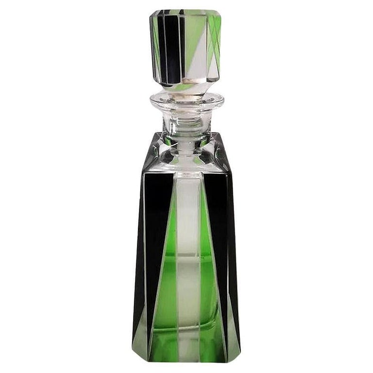 Art Deco Cut Glass Enamel Decanter Set, By Karl Palda, Czech, c1930 For ...