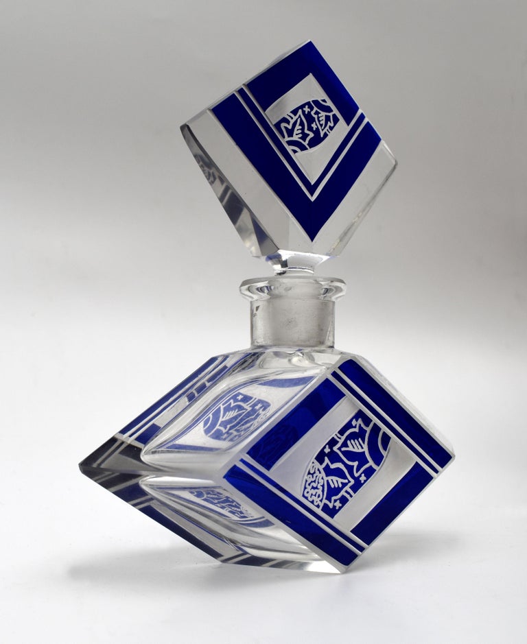 Art Deco Cut Glass Perfume Bottle by Karl Palda, C1930 For Sale at 1stDibs