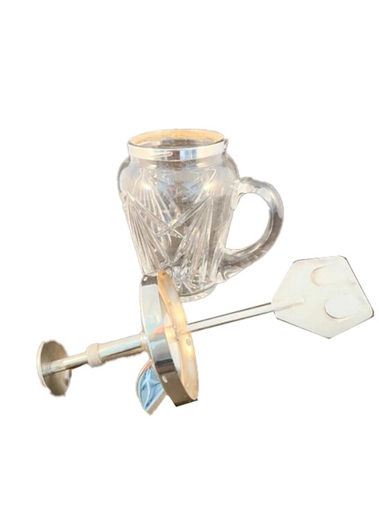 Art Deco Cut Glass and Silver Plate Spring Action Cocktail Mixing ...