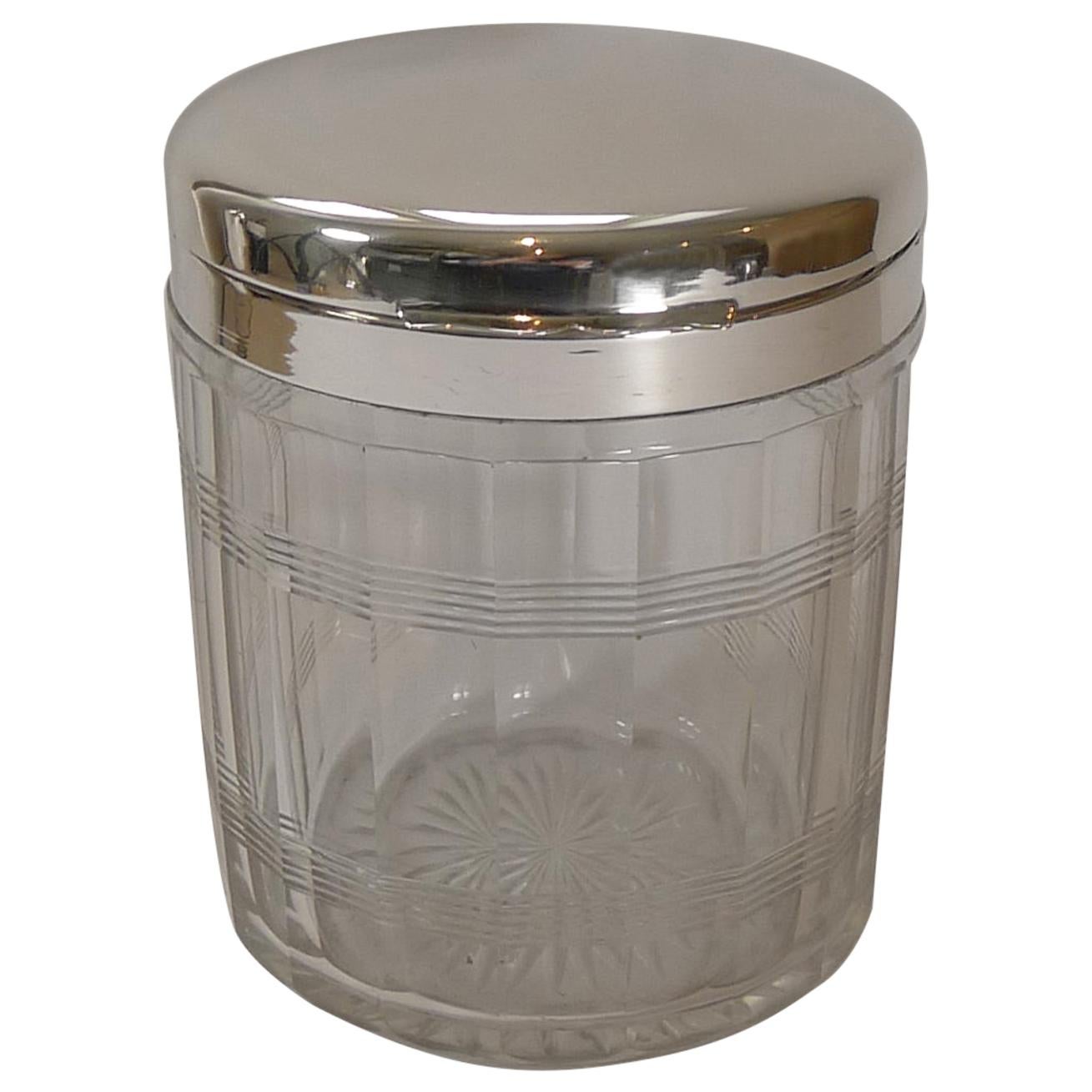 Victorian Sterling Silver and Cut Glass Box For Sale at 1stDibs