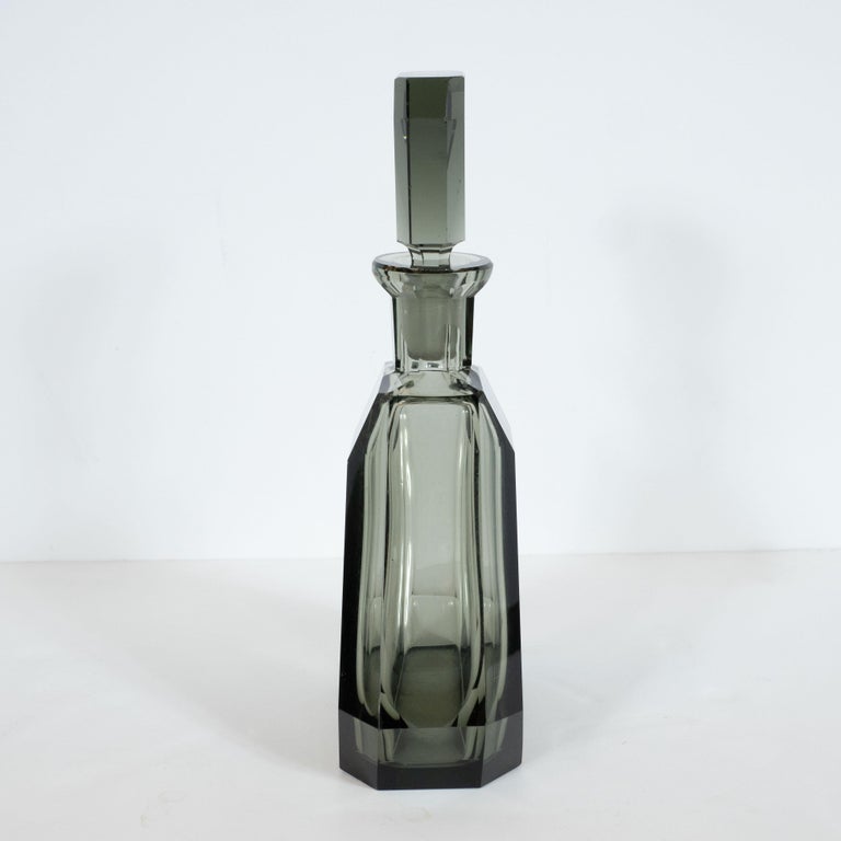 Art Deco Czech Cubist Decanter Set with Six-Shot Glass in Clear ...
