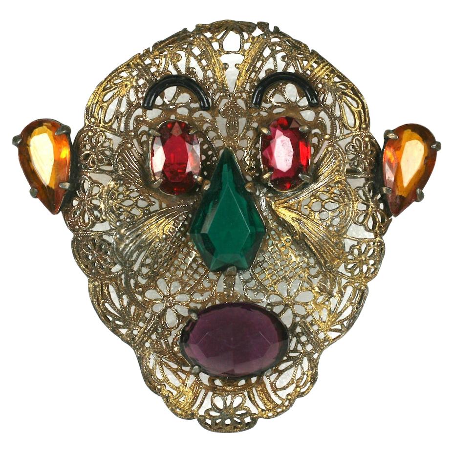 Art Deco Czech Face Brooch at 1stDibs