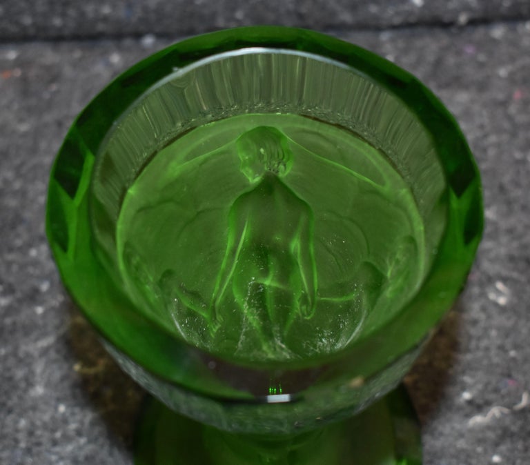 Art Deco Czech Ingrid Glass Line Nude Female Art Vase For Sale at ...