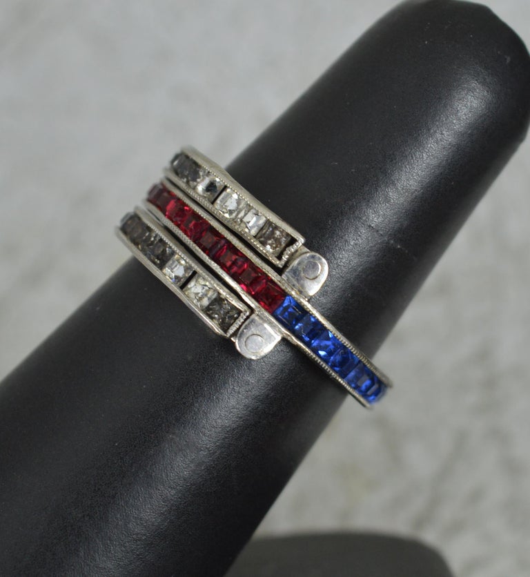 Art Deco Day / Night Sterling Silver and Paste Full Eternity Ring For ...