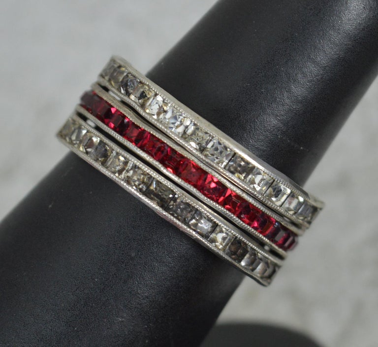 Art Deco Day / Night Sterling Silver and Paste Full Eternity Ring For ...