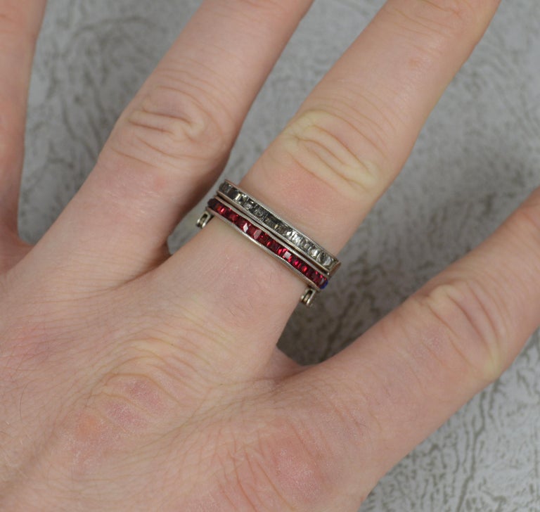 Art Deco Day / Night Sterling Silver and Paste Full Eternity Ring For ...