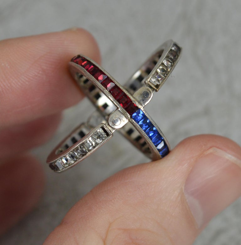 Art Deco Day / Night Sterling Silver and Paste Full Eternity Ring For ...