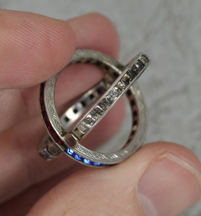 Art Deco Day / Night Sterling Silver and Paste Full Eternity Ring For ...