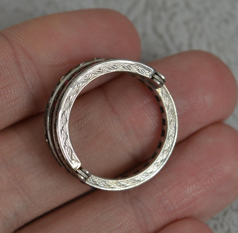 Art Deco Day / Night Sterling Silver and Paste Full Eternity Ring For ...