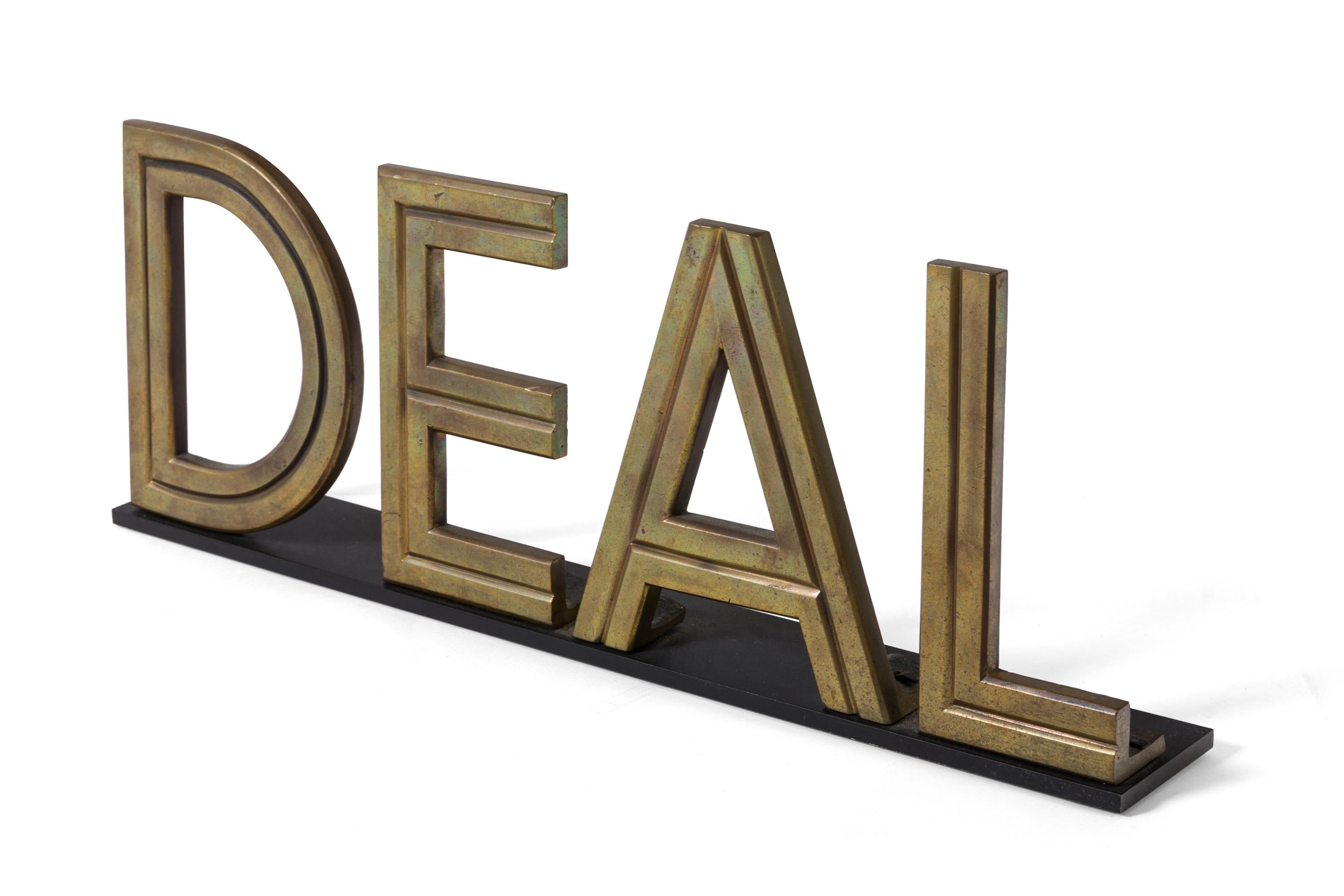 Art Deco "Deal" Brass Type from Rockefeller Center, USA 1940s at 1stDibs