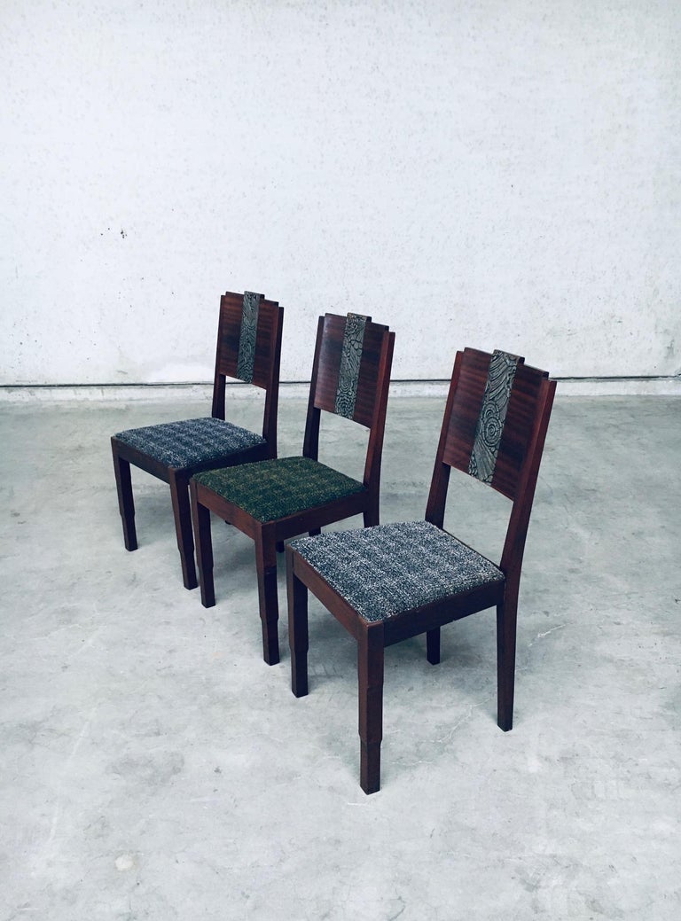Art Deco Design Carved Back Side Chair Set, France, 1920s For Sale at ...