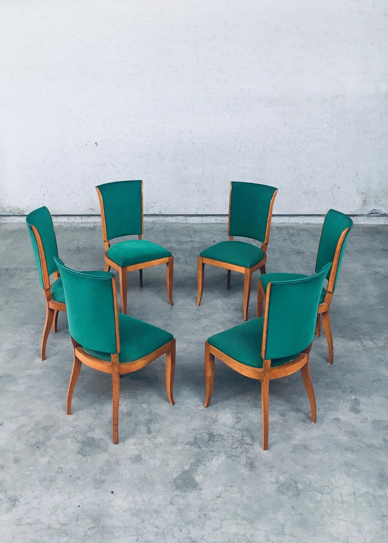 Art Deco Design Green Dining Chair Set, France, 1930's For Sale at 1stDibs