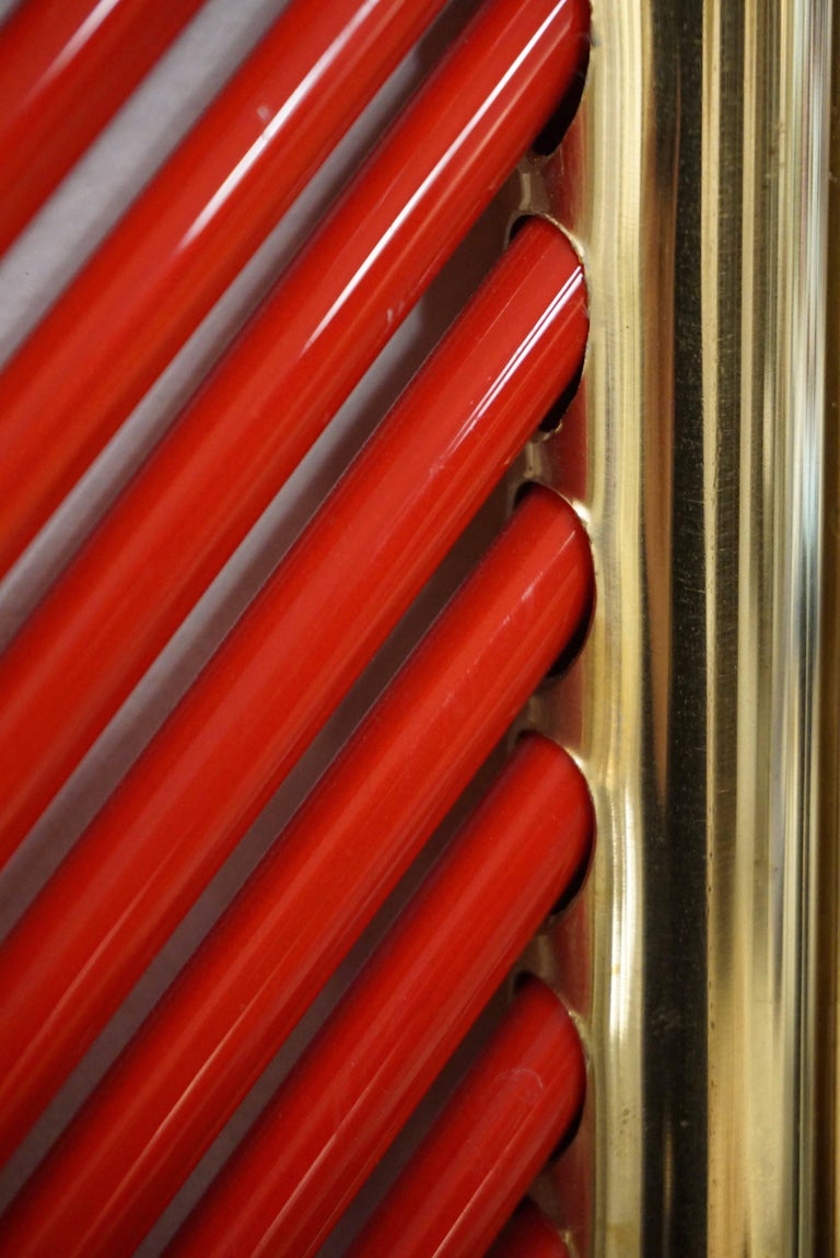 Art Deco Design Italian Red Murano Glass Geometric Modern Fretwork ...