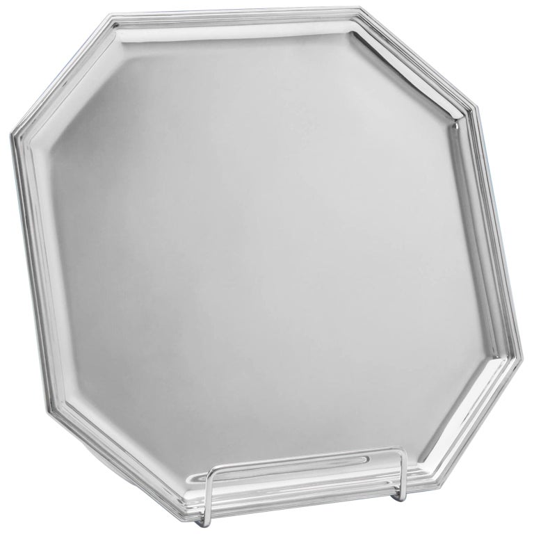 Art Deco Design Sterling Silver Salver by Roberts and Belk at 1stDibs